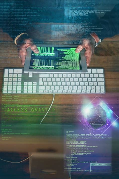 Hacking Man Hands And Tablet Screen With Gaming Software Code Access