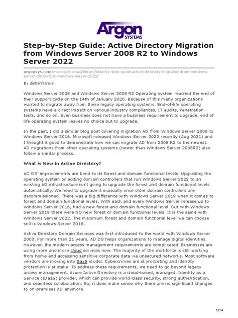 Step By Step Guide Active Directory Migration From Windows Server 2008 R2 To Windows Server 2022