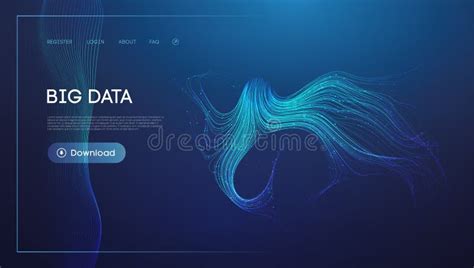 Abstract Data Stream Visualization In Blue With Flowing Lines Stock