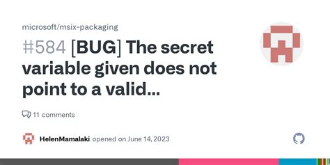 [bug] the secret variable given does not point to a valid password