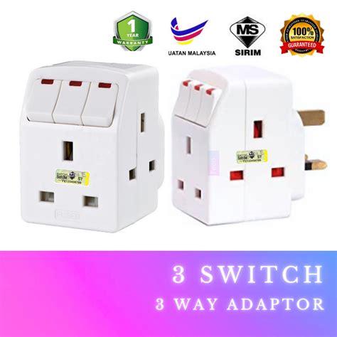 3 Way Adapter Switch 3way Adaptor 3way Sirim Adaptor Usb Extension Plug Adapter Adaptor