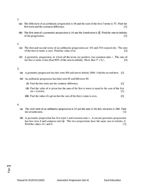 Geometric Progression Set 5 Complete 1 Pdf