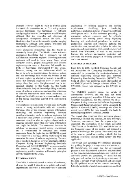 Ieee Guide To The Software Engineering Body Of Knowlewdge Version Swebok PDF