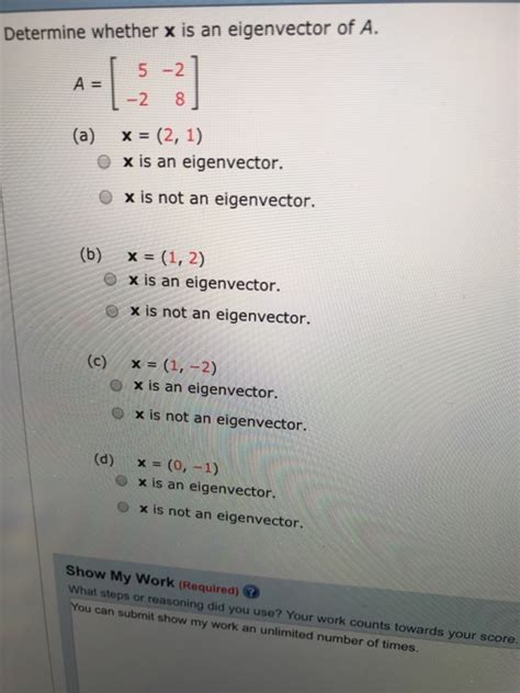 solved determine whether x is an eigenvector of a 5 2 2 8