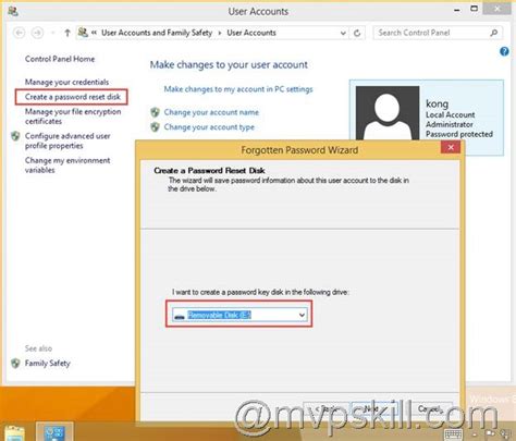 How To Create A Password Reset Disk On A USB Flash Drive In Windows And Mvpskill