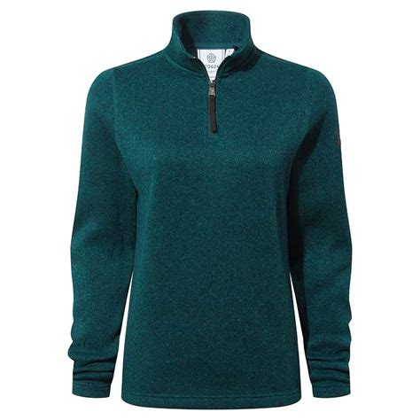 Pearson Womens Knitlook Quarter Zip Fleece Deep Teal Marl Tog24