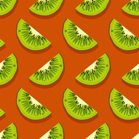 Kiwi Fruit Seamless Pattern Silced Fresh Juicy Green Fruits Trendy Bright Design Exotic Fruits