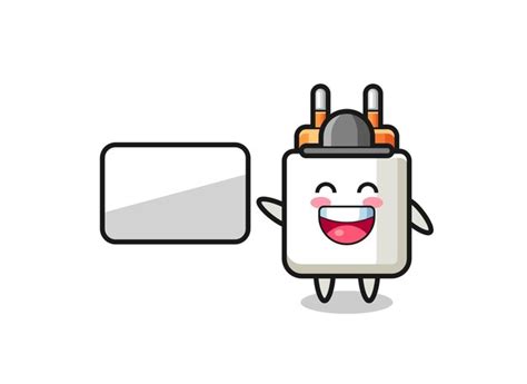 Premium Vector Power Adapter Cartoon Illustration Doing A Presentation Cute Design