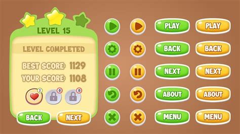 Premium Vector Vector Game Ui Kit Complete Set Of Victory Menu Scene Pop Up Icons And