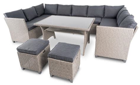 Комплект меблів з ротангу садовий диван великий столик 2 пуфи подушки Di Volio Livorno