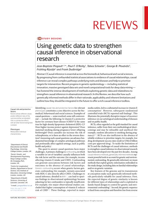 Pdf Using Genetic Data To Strengthen Causal Inference In