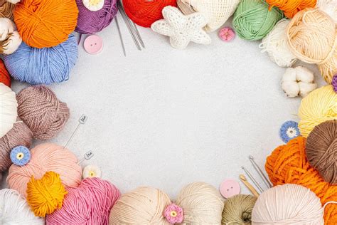 A Set Of Colorful Clew Of Thread For Knitting And Special Craft Tools