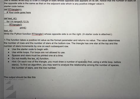 Solved Use A Nested Write Loop To Draw A Triangle Or Stars