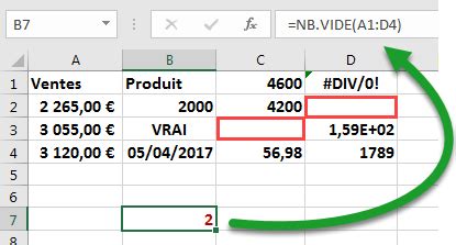 NB NBVAL et NBVIDE comptent le nombre de cellules différemment