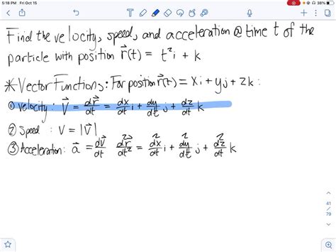 solved find the velocity speed and acceleration at time t of the