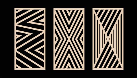 Laser Cut Patterns Vector Set With Abstract Geometric Texture Lines Stripes Grid Chevron