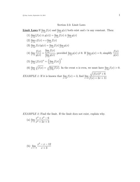 Properties And Theorems Of Limits And Examples Pdf