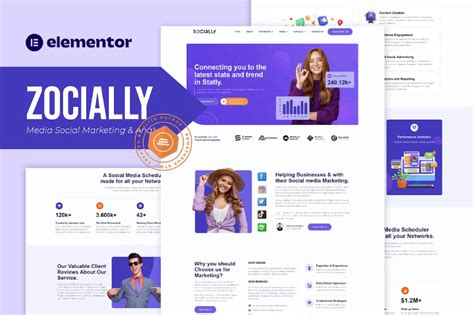 Zocially Social Media Marketing And Analytic Elementor Template Kit