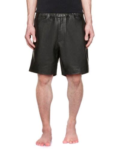 Mens Real Leather Shorts Genuine Lambskin Gym Boxer Shorts Punk Black