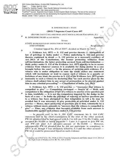 R Dinesh Kumar V State 2015 Pdf Supreme Court Of India Justice