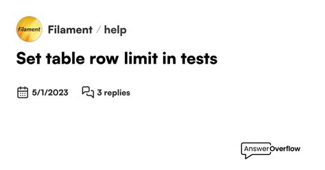 Set Table Row Limit In Tests Filament