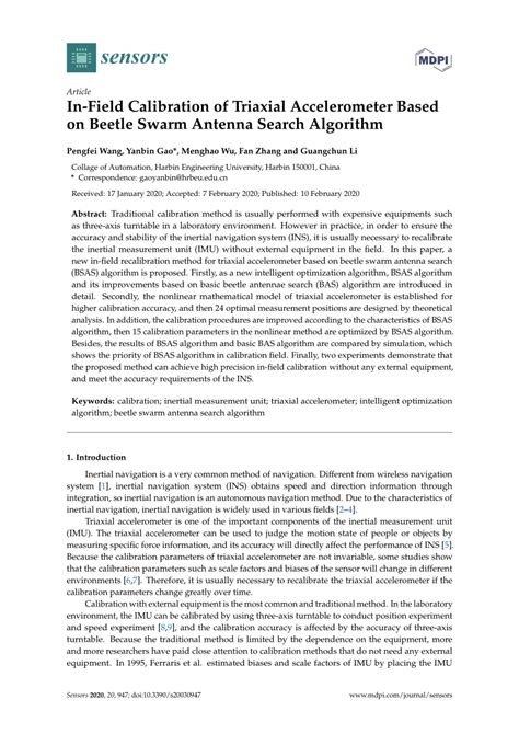 Pdf In Field Calibration Of Triaxial Accelerometer Based On Beetle