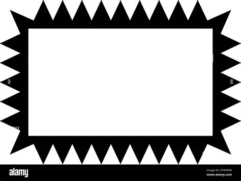 Rectangle Frame With Zigzag Edges Empty Text Box Speech Bubble Tag Or Label Shape With Jagged