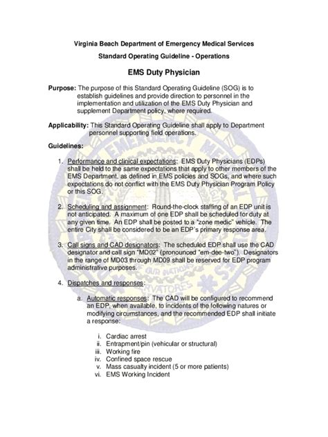 Fillable Online Standard Operating Guideline Operations Fax Email Print Pdffiller