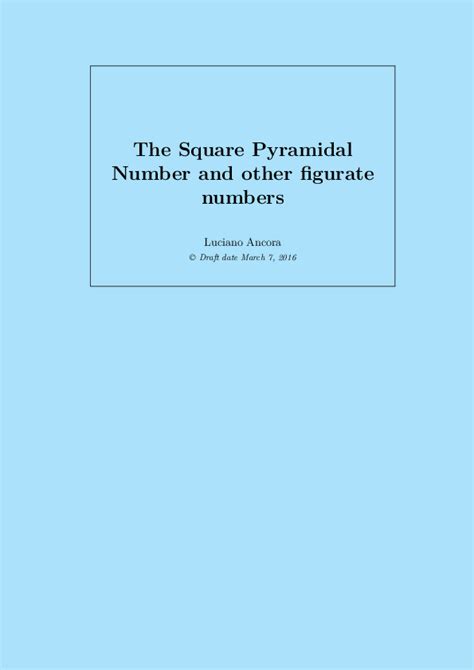 pdf the square pyramidal number and other figurate numbers