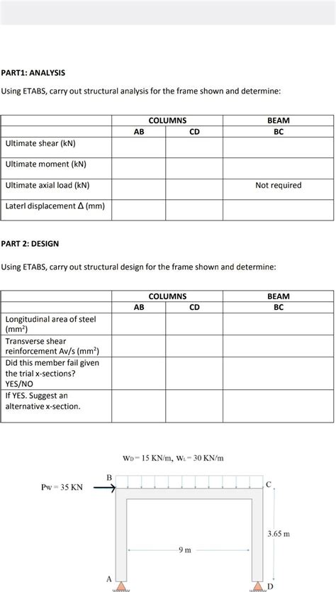 Solved Part1 Analysis Using Etabs Carry Out Structural