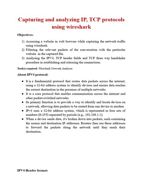 22b91a04h9 1capturing And Analyzing Tcp And Ip Protocols Using Wireshark Pdf Transmission