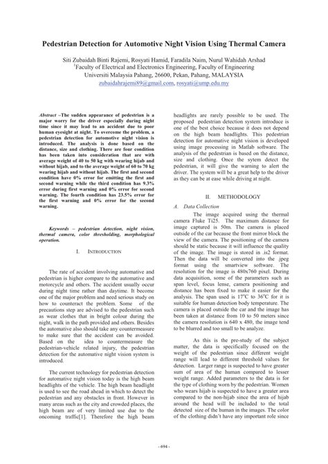 Pdf Pedestrian Detection For Automotive Night Vision Using Thermal Camera