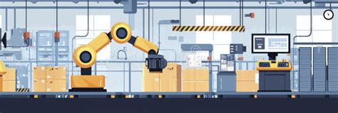 Robotic Arm In An Automated Industrial Factory Setup Stock Illustration