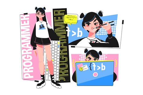 Programmer Girl Vector Images Over 2000