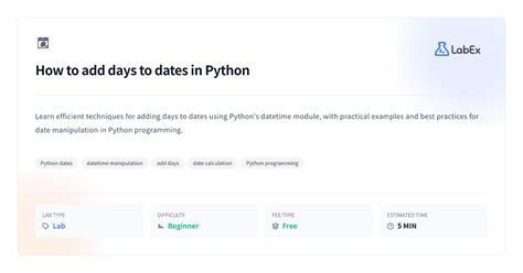 how to add days to dates in python labex