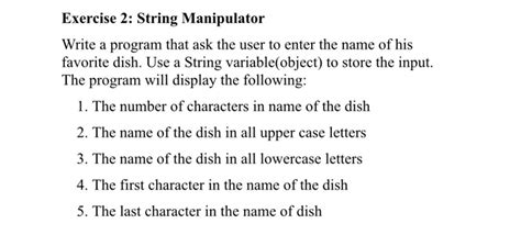 solved exercise 2 string manipulator write a program that