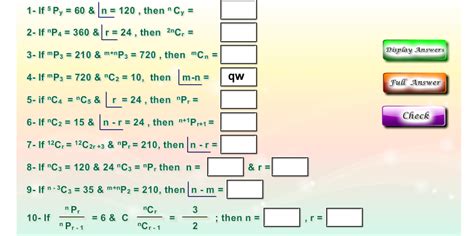 Exercise On Permutation And Combination Play Online On Flash Museum
