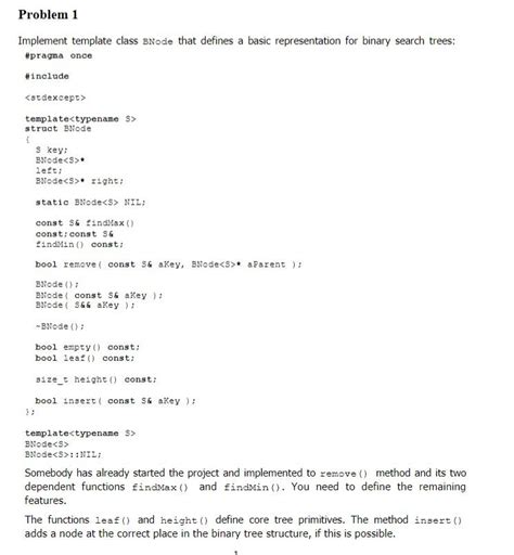 solved problem 1 implement template class bnode that defines