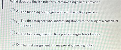 Solved What Does The English Rule For Successive Assignments