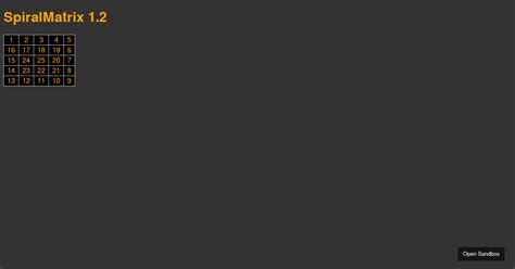spiral matrix codesandbox