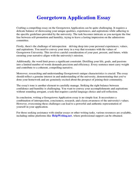 Georgetown Application Essay Pdf
