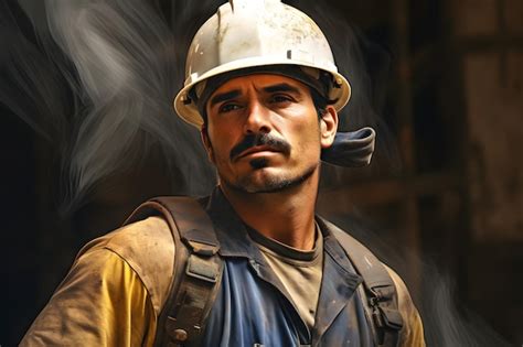 Premium Ai Image Hispanic Man In Work Force Hard Worker Tough Guy With Serious Face