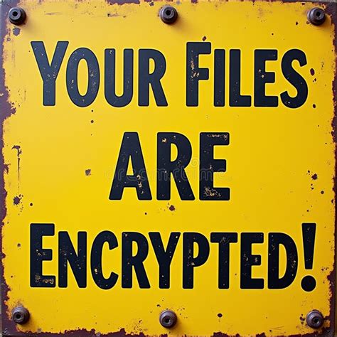 Vintage Sign Text Computer File Encrypted Files Corrupt Ransom Ransomware Malware Attack Stock