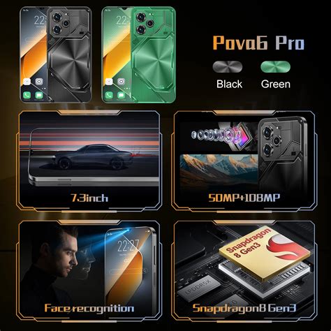 Smartphone Pova 6 Pro Unlocked HD Screen Maximum Memory 22GB 2TB 5G Dual Sim Celulares Android14
