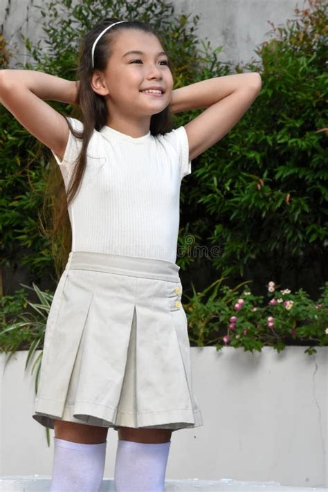 Proud Asian Girl Preteen Wearing Skirt Stock Image Image Of Great