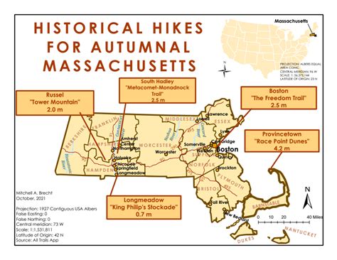 Map Of Historical Hikes In Massachusetts My First University