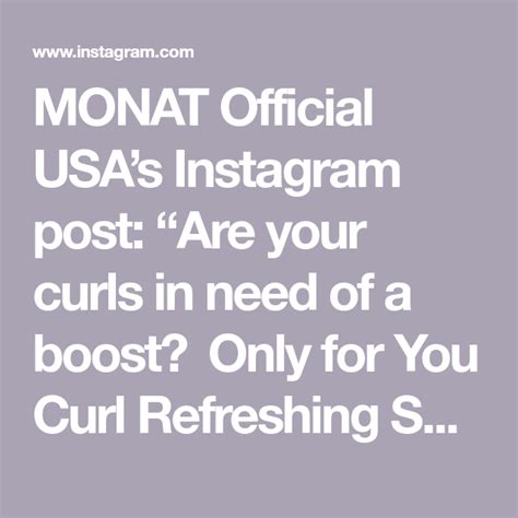Monat Official Usas Instagram Post “are Your Curls In Need Of A Boost ⁠ Only For You Curl