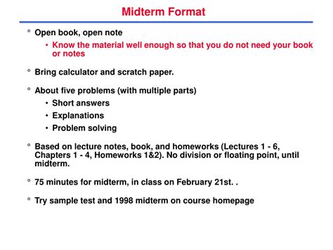 ppt lecture 7 midterm review and floating point powerpoint