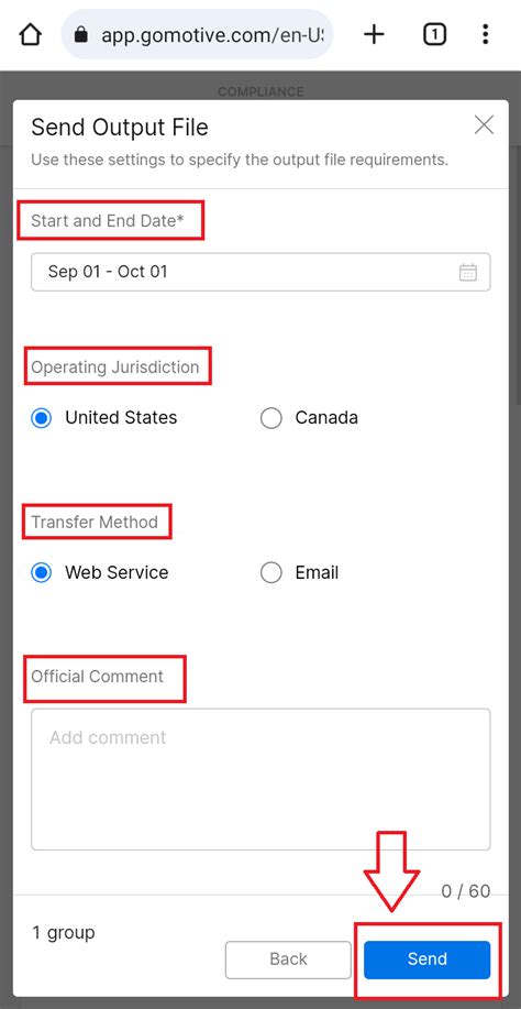 how to send eld output file from fleet dashboard using cell phone
