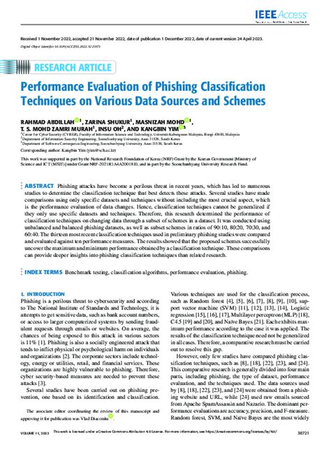 Pdf Performance Evaluation Of Phishing Classification Techniques On